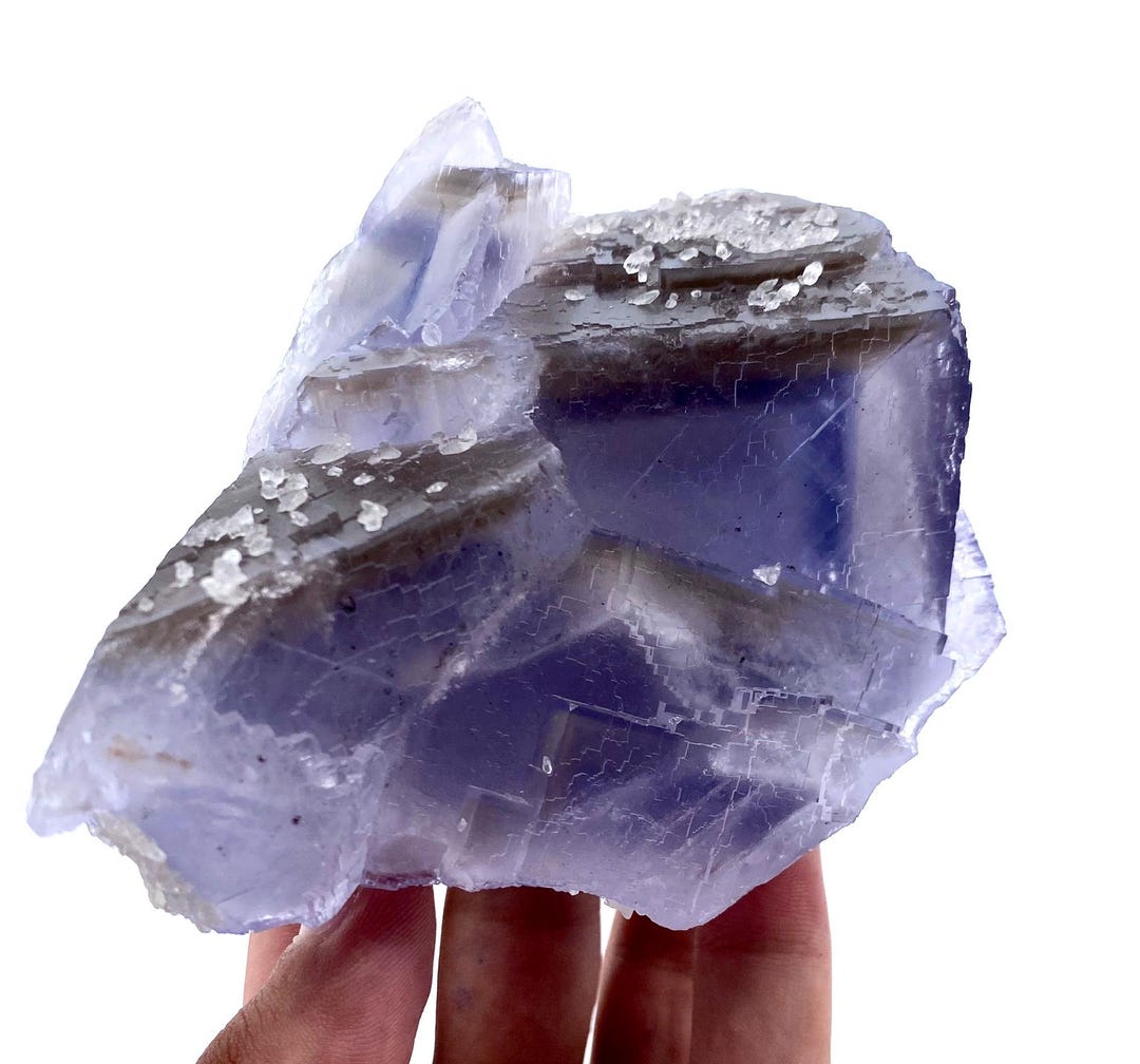 570 Gram Natural Terminated Phantom Fluorite With Calcite Crystal Raw ...