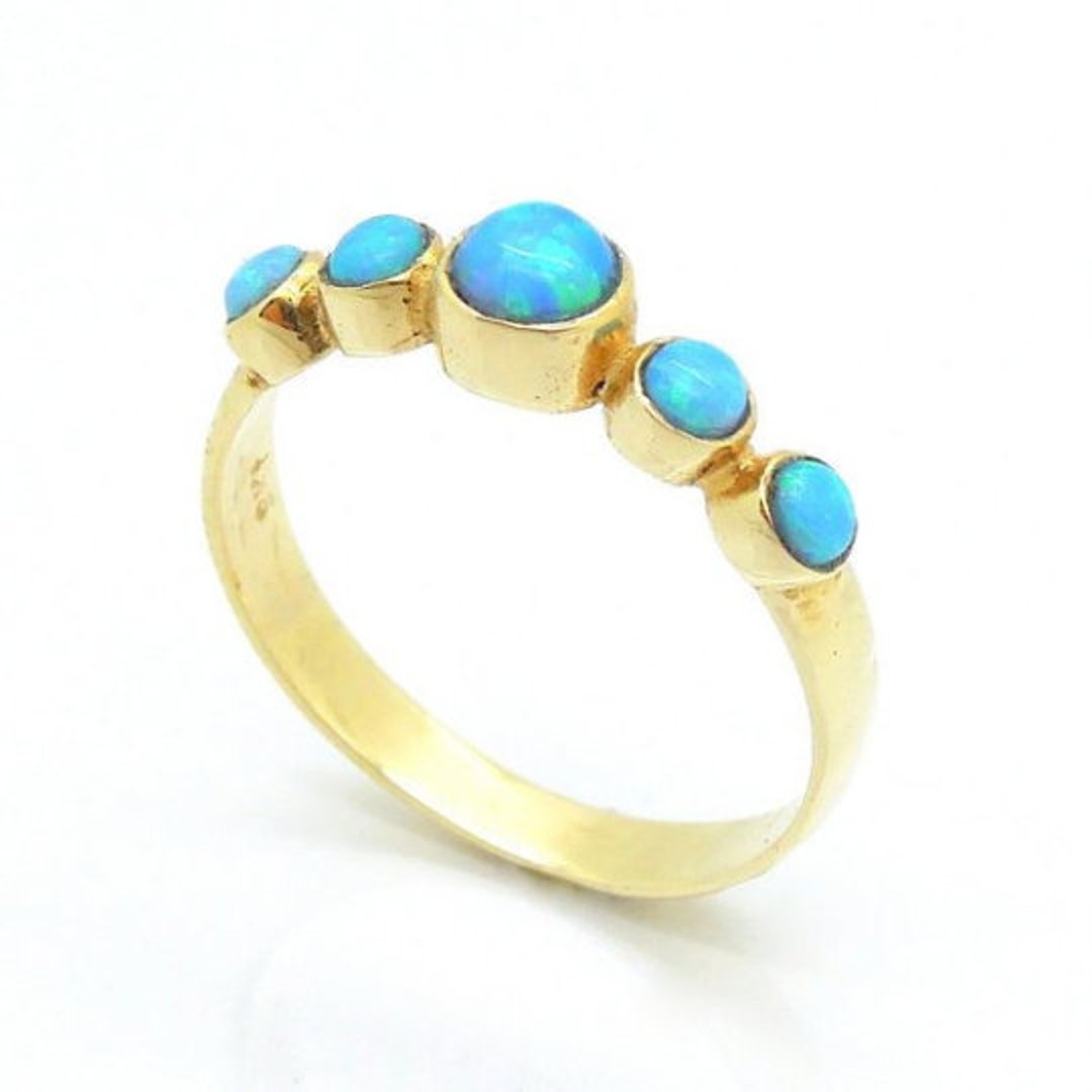 Opal Ring Set in Yellow Gold, Israeli Jewelry, Israeli Design, Gold ...