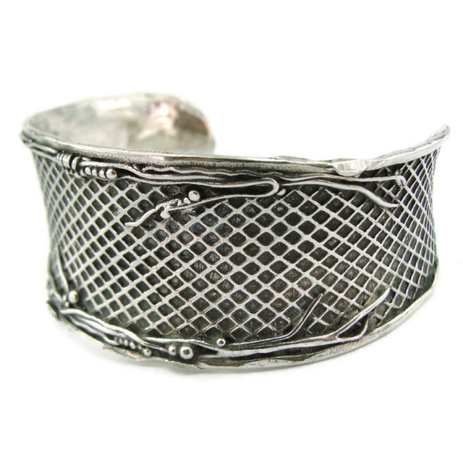Unique Wide Art Sterling Silver Cuff Bracelet Handmade - Etsy
