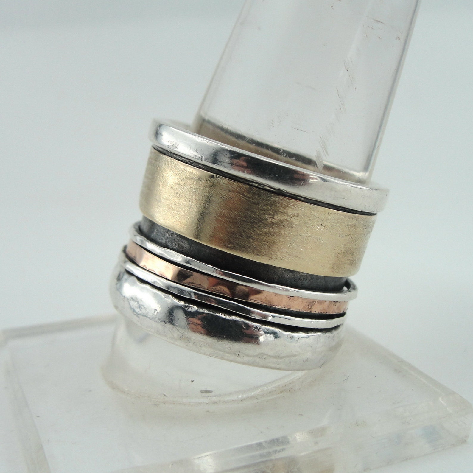 STUNNING Bold Chunky and Wide Ring Made of Mix Metals: - Etsy