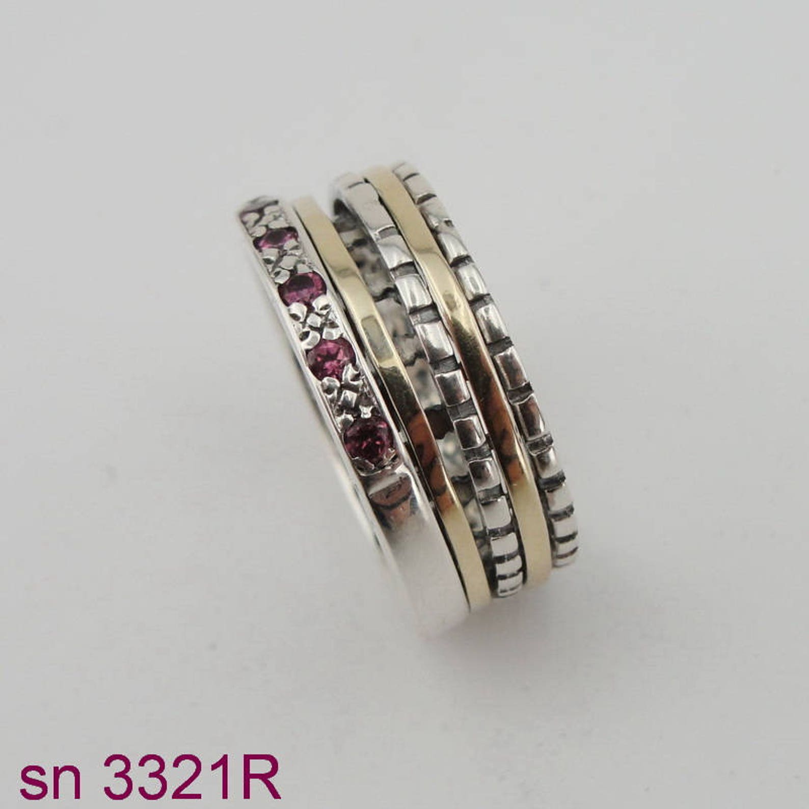 Fabulous Handmade Silver AND GOLD Swivel Ringinlad Rubi 925 - Etsy