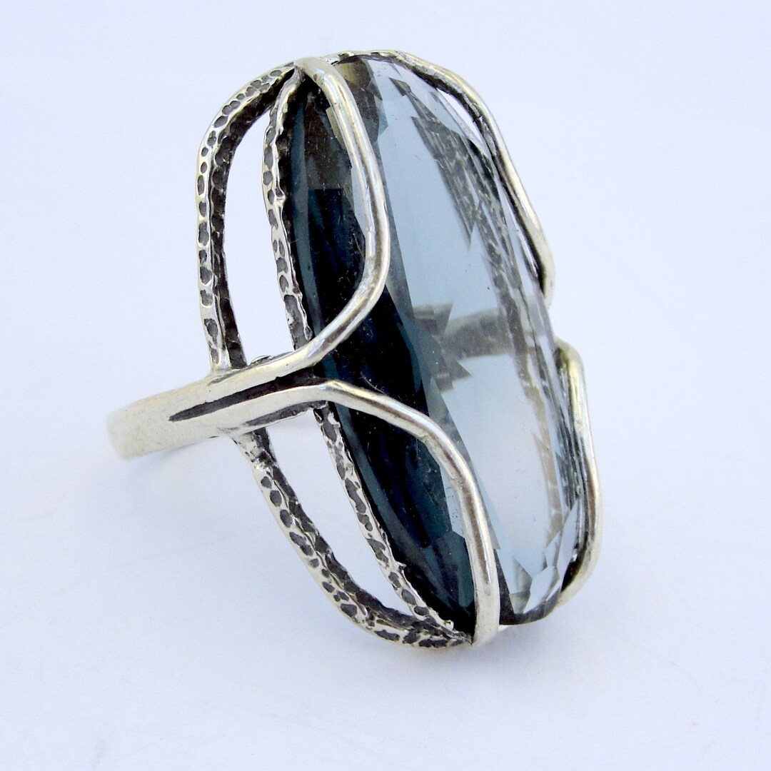 Blue Ring 925 Sterling Silver Handmade Israeli Jewelry Hadar - Etsy