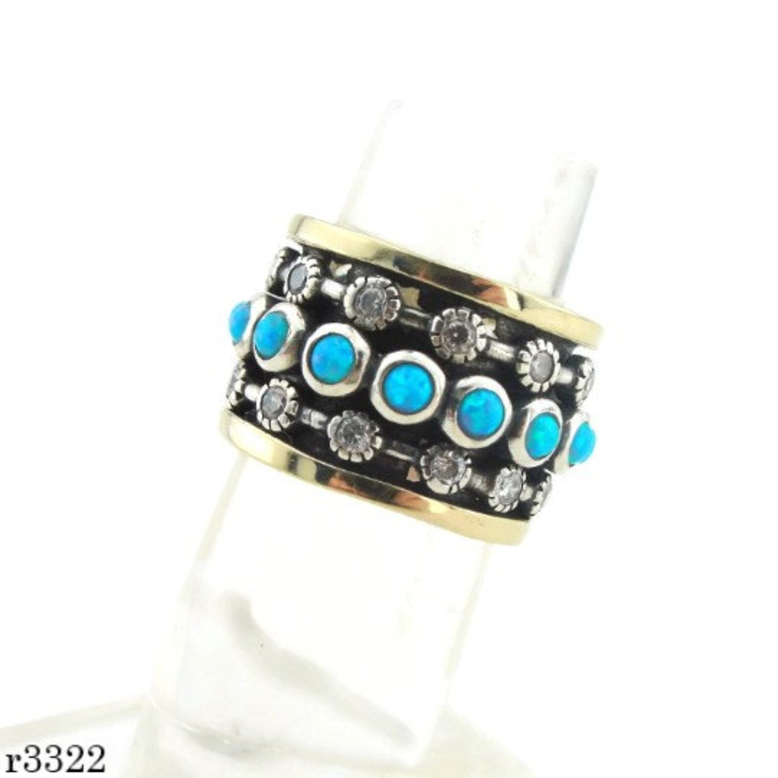 Opal Spinner Ring for Woman Unique Spinner Textured Ring Blue - Etsy