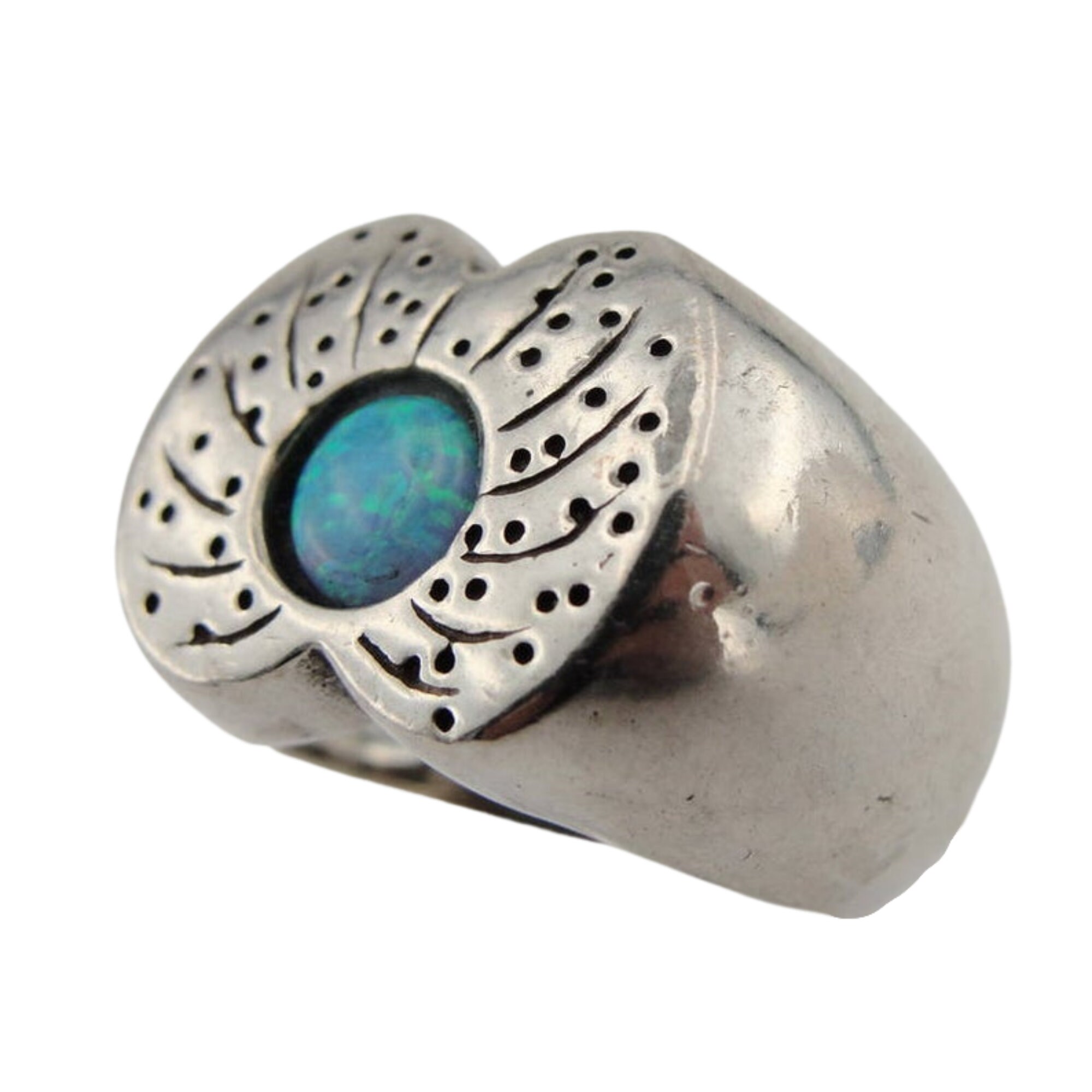 Unique Sterling Silver 925 Apple Shape Wide Big Ring Opal | Etsy