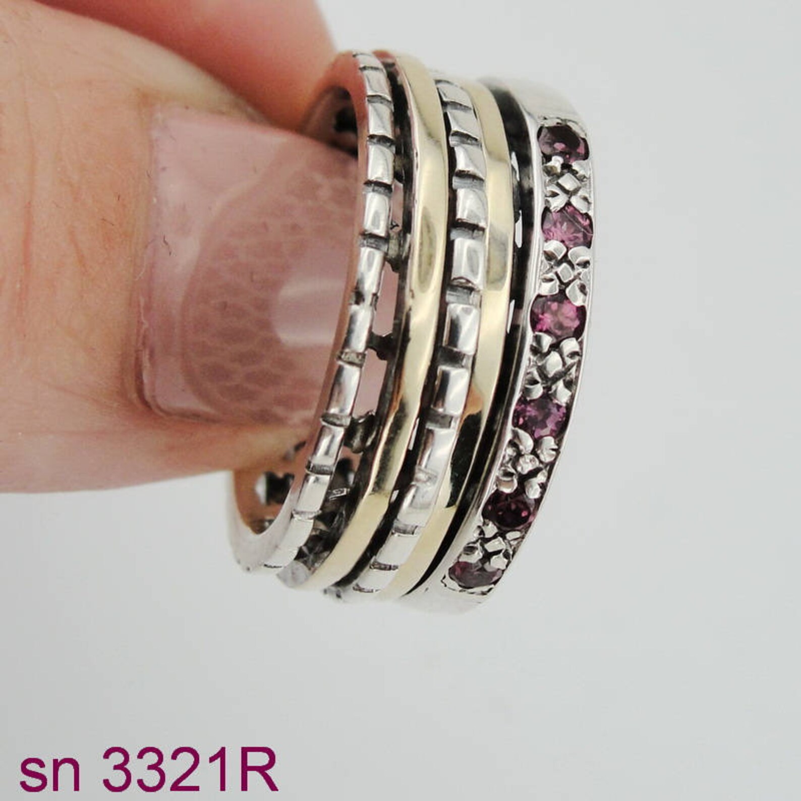 Fabulous Handmade Silver AND GOLD Swivel Ringinlad Rubi 925 - Etsy