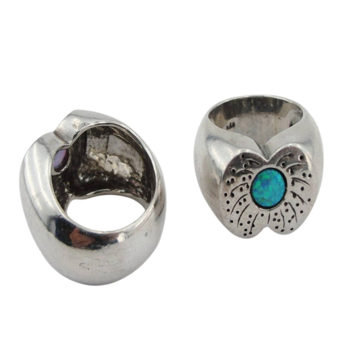 Unique Sterling Silver 925 Apple Shape Wide Big Ring Opal - Etsy