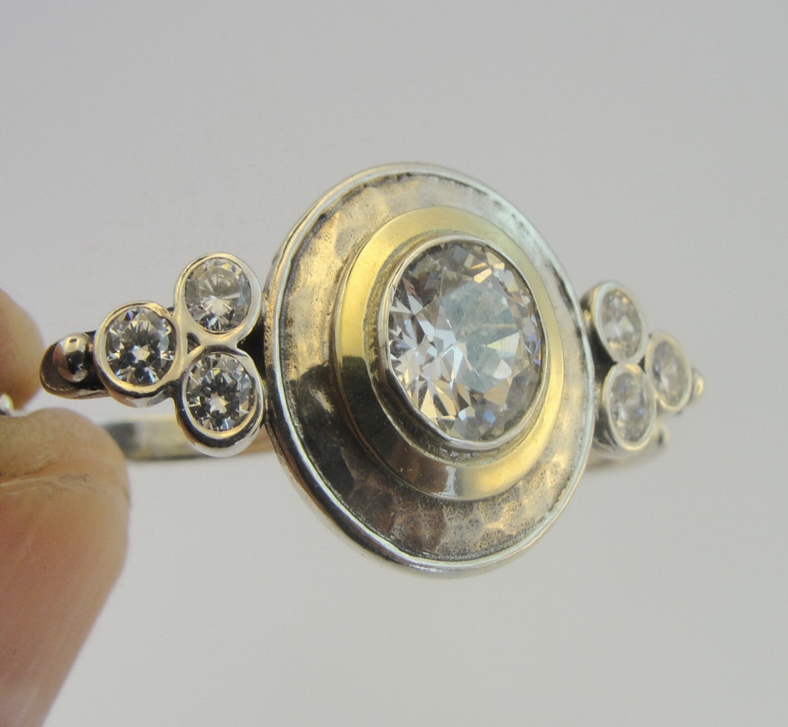 Rings Cz 9K Yellow Gold & 925 Sterling Silver Cz Round Ring - Etsy