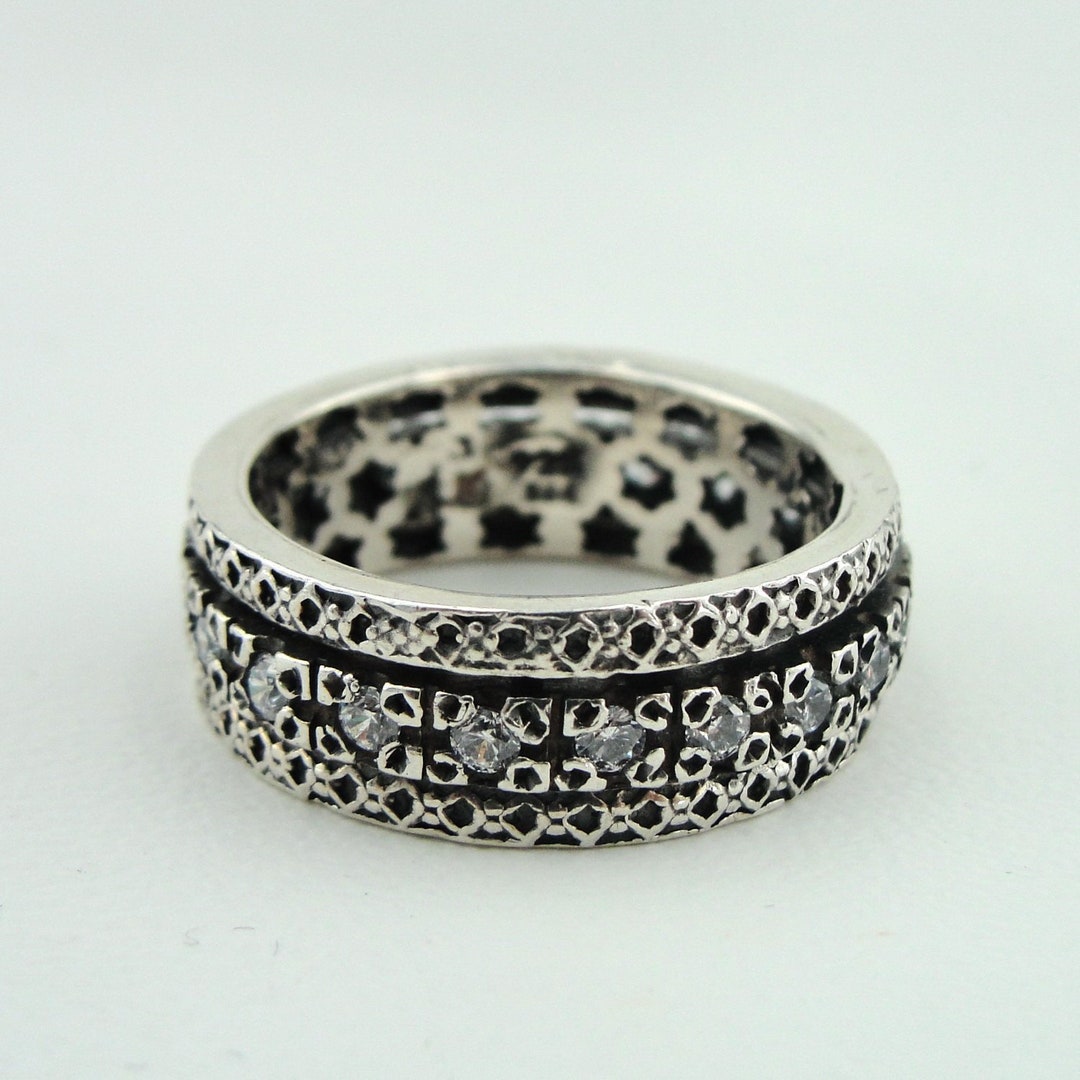 Unique Spinner Round Ring With Zircon Cz Set and 925 Sterling - Etsy