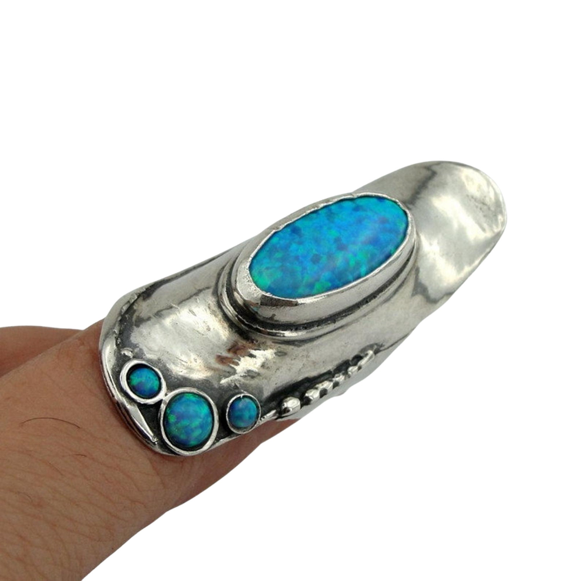 Hadar Jewelery Collection Silver Opal Ring Long Ring | Etsy
