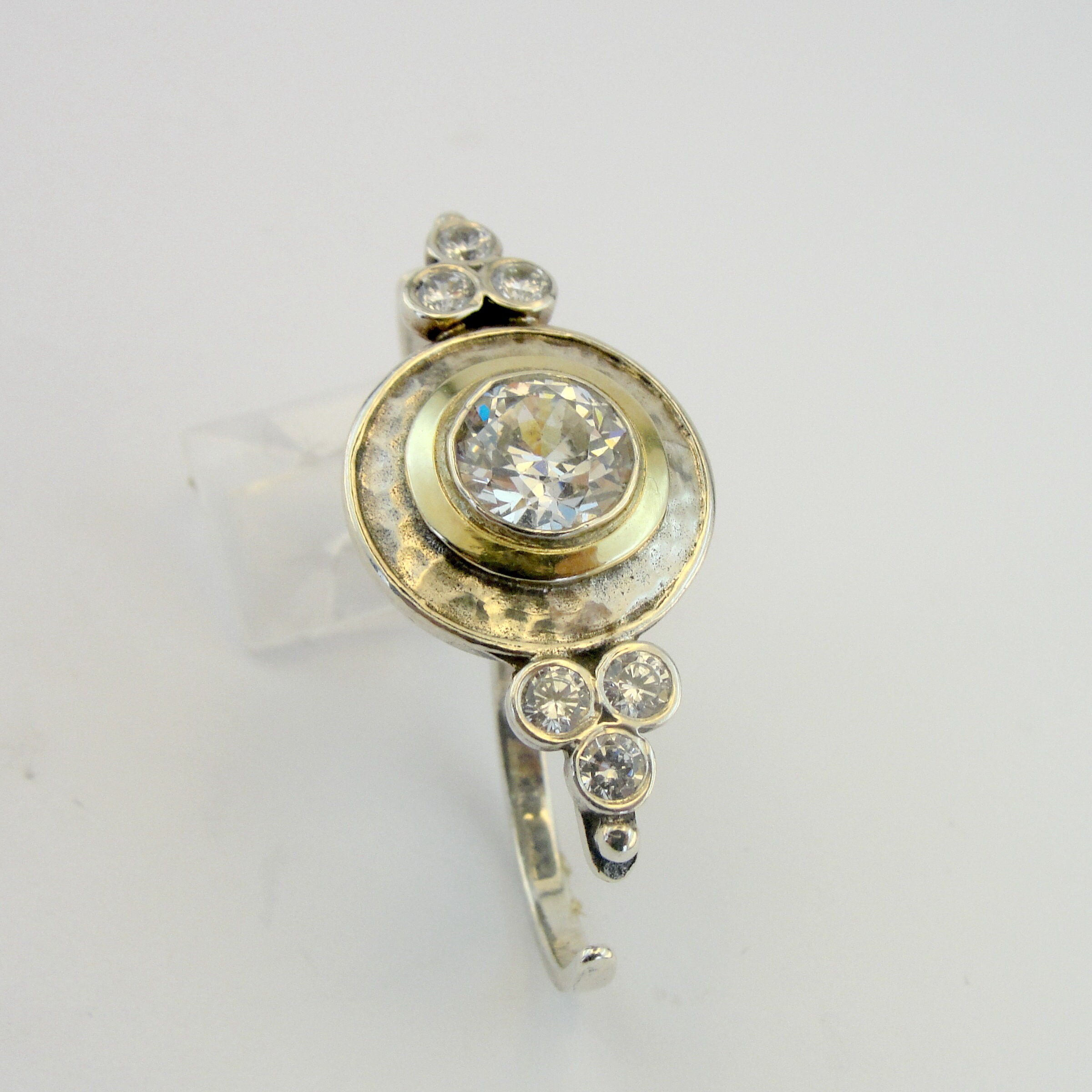 Rings Cz 9K Yellow Gold & 925 Sterling Silver Cz Round Ring | Etsy