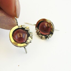 Round Big Gemstone Earrings, Solid Sterling Silver Earrings With Big ...