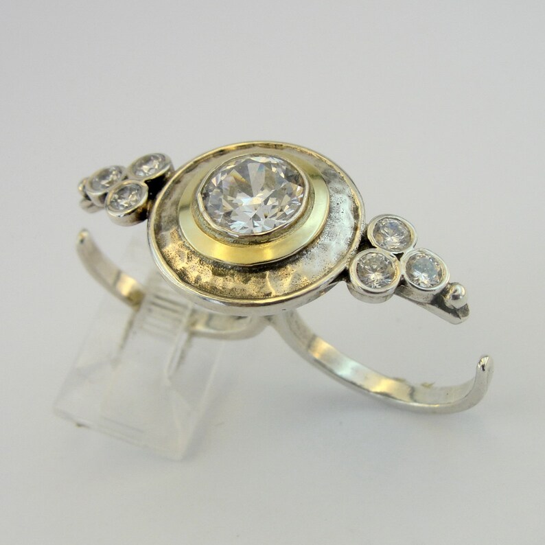 Rings Cz 9K Yellow Gold & 925 Sterling Silver Cz Round Ring - Etsy