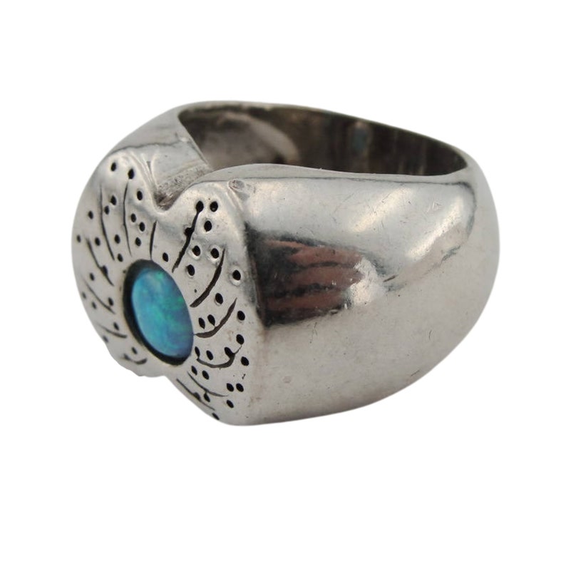 Unique Sterling Silver 925 Apple Shape Wide Big Ring Opal - Etsy