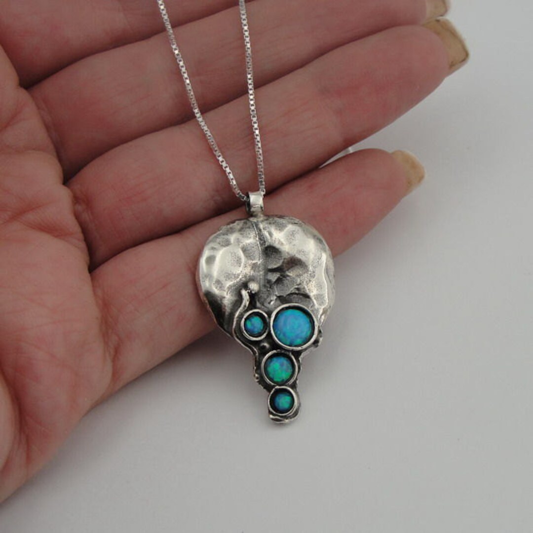 HADAR Israel Beautiful Sterling Silver and Opal Handmade Leaf-design ...