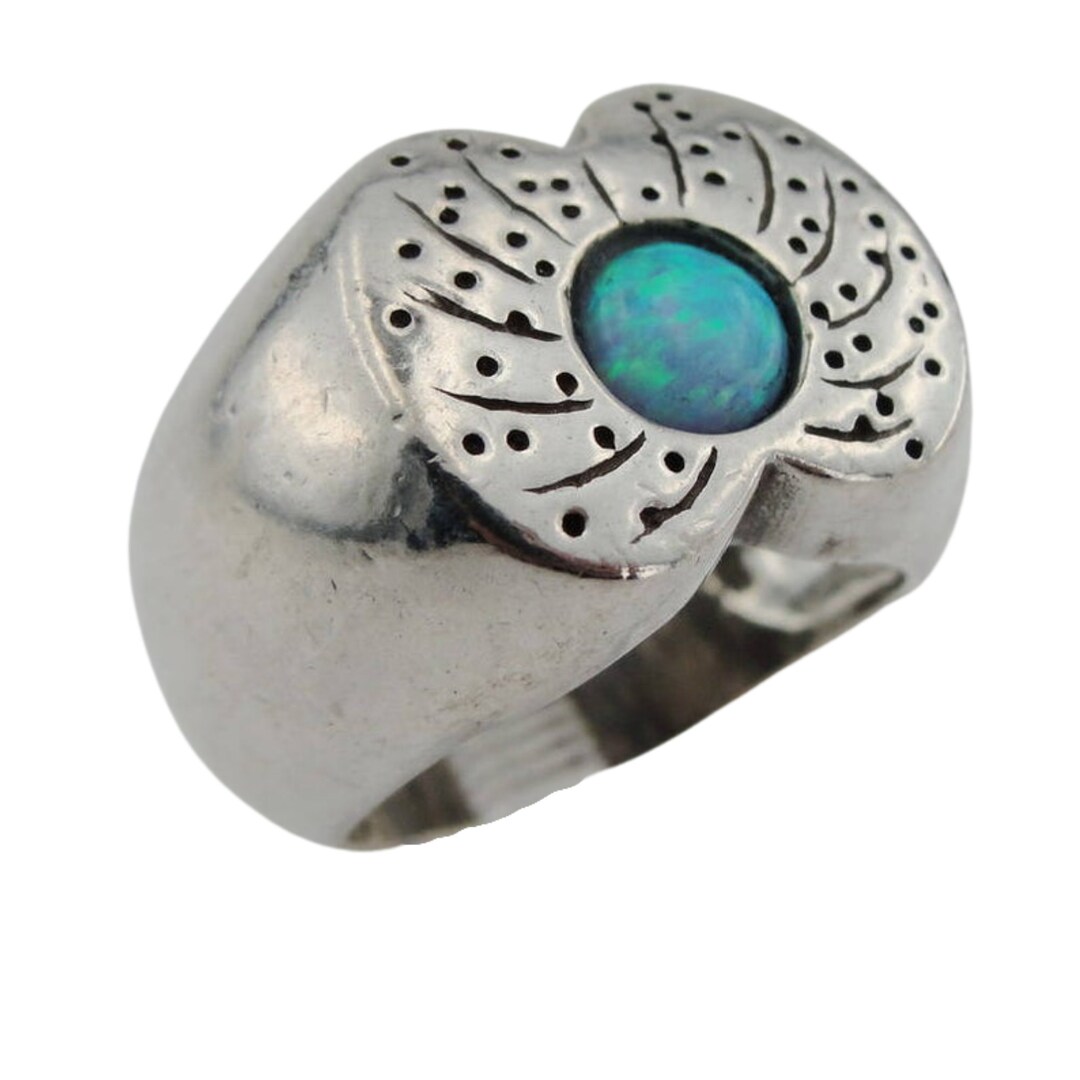 Unique Sterling Silver 925 Apple Shape Wide Big Ring Opal Stone N 101r ...