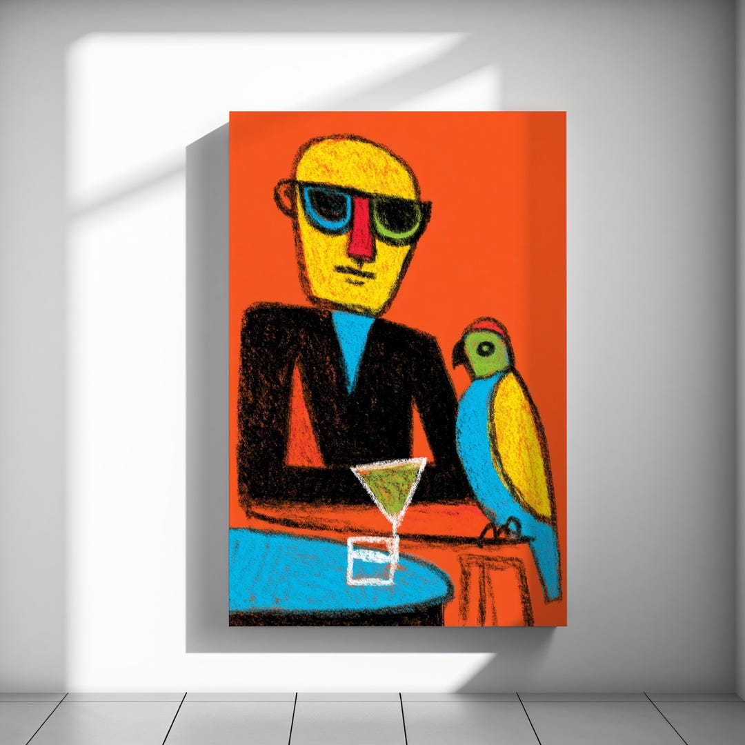 Pop Art Wall Art, Barfly & Parrot, Unique Gift, Modern Pop Style, Bar ...