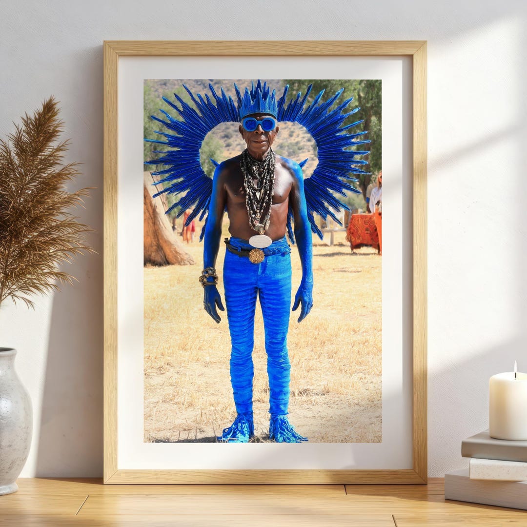 Blue-tinted Idol No.3, Abstract Portrait Wall Art Print, Conceptual ...