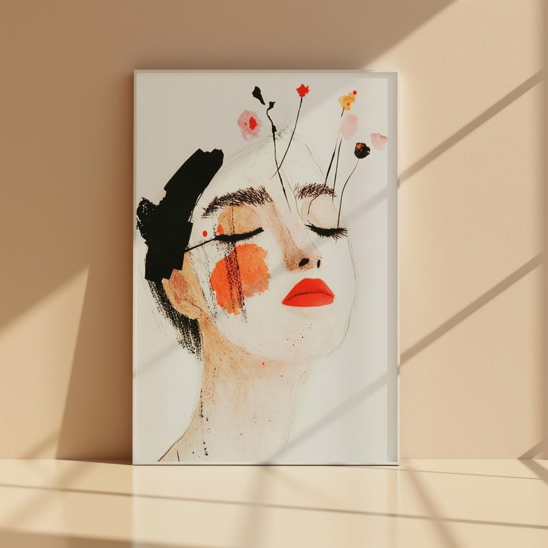 Abstract Wall Art, Quiet Poise, Unique Gift, Graphic Portrait Style ...
