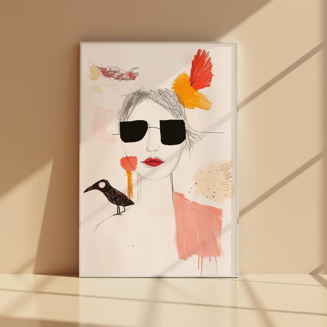 Illustration Wall Art, Coral Cool, Unique Gift, Graphic Portrait Style ...