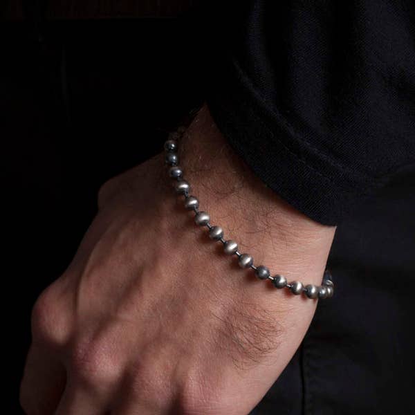 Silver Bead Bracelet - Etsy