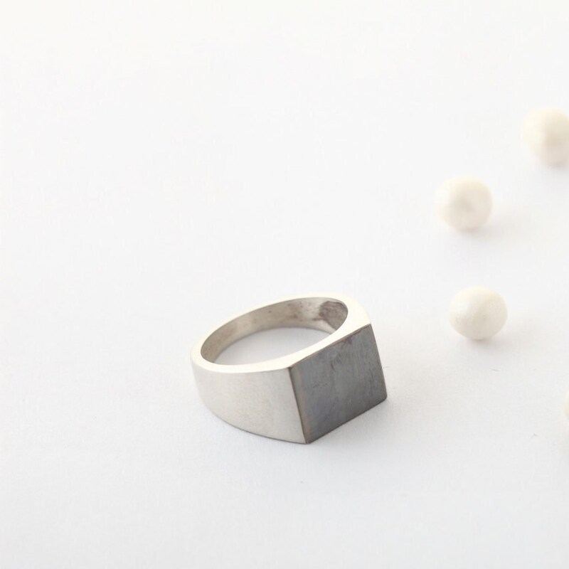 Square Silver Ring - Etsy
