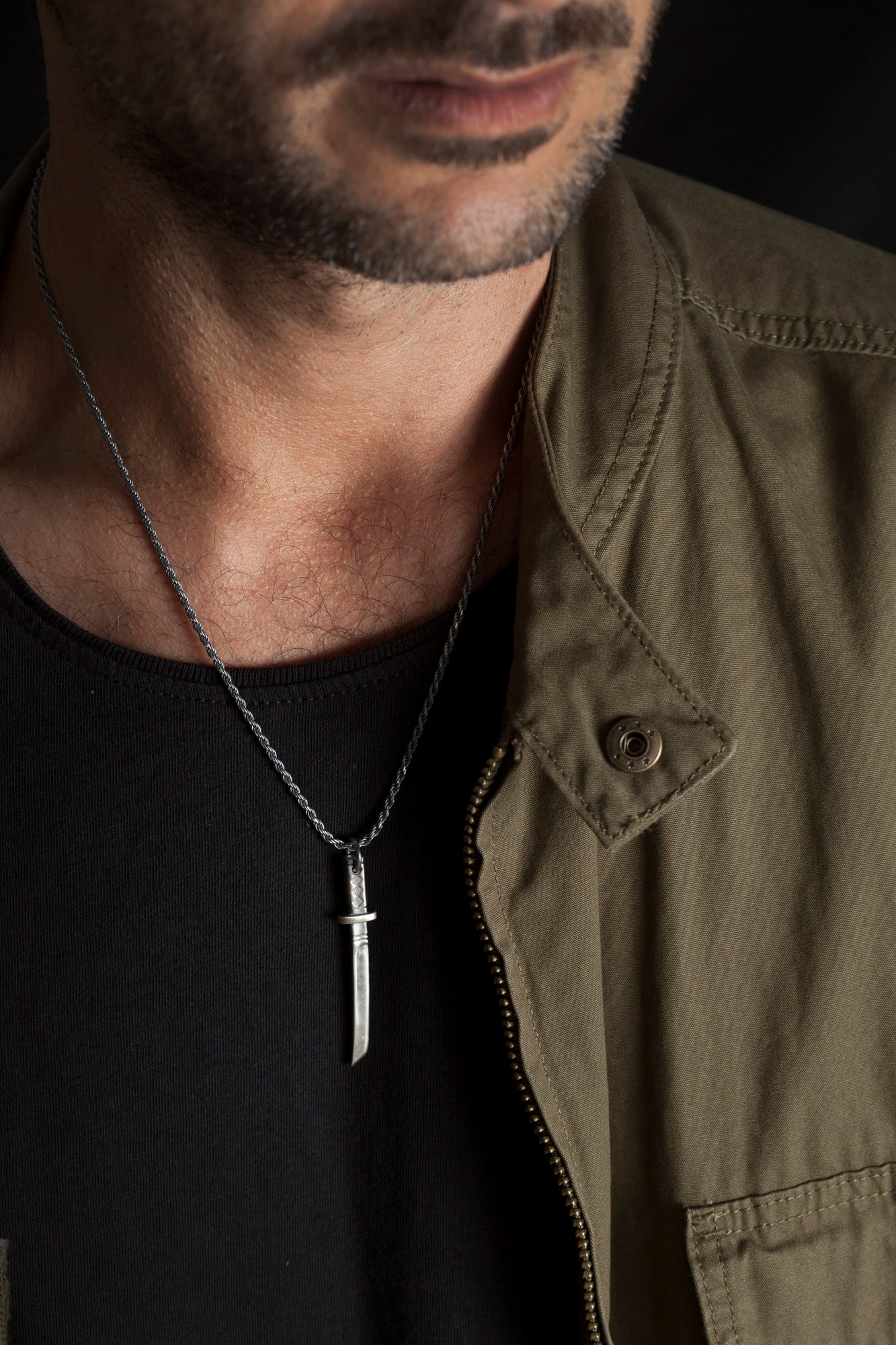 Sterling Silver Samurai Sword Necklace: Unisex Japanese Pendant ...
