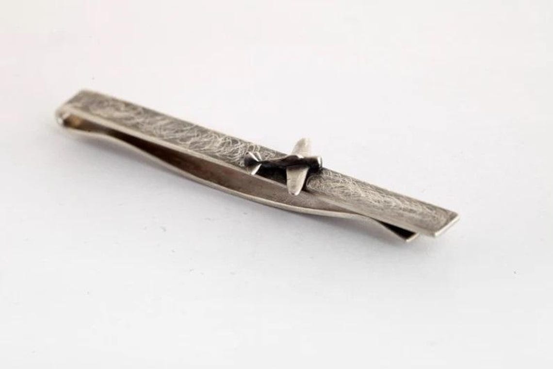 Personalized Sterling Silver Airplane Tie Clip: Aviation Gift - Etsy