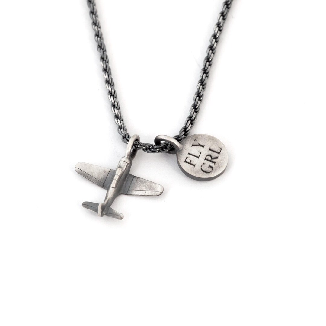 Sterling Silver Airplane Necklace: Fly Girl Charm, Pilot Gift - Etsy