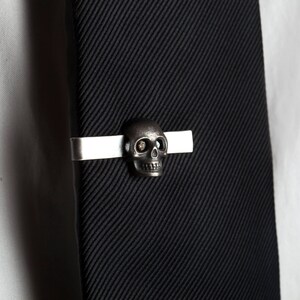 Sterling Silver Skull Tie Bar, Skull Tie Clip, Steampunk Tie Clip, Cool ...