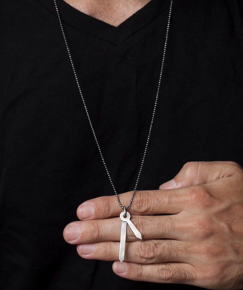 Key Pendant Necklace Silver for Men With Two Key Charms | Etsy