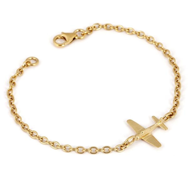 Gold Plated Airplane Bracelet - Etsy UK