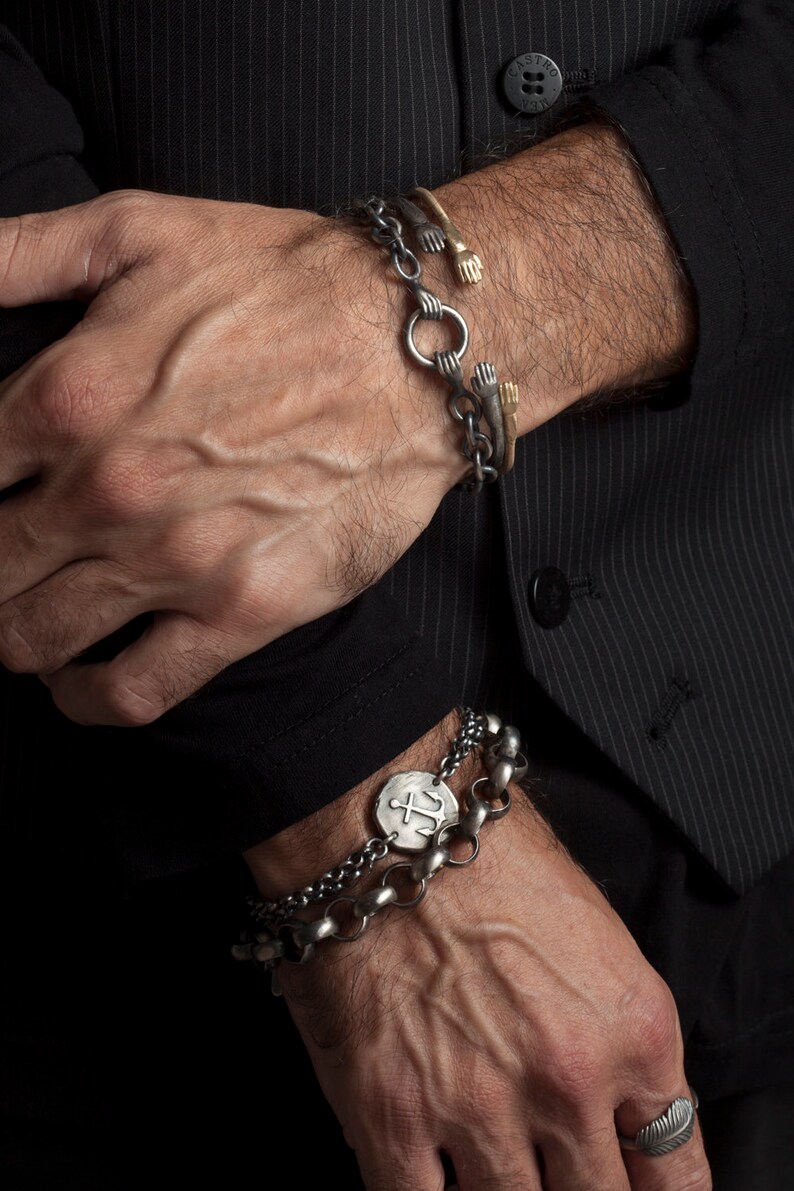 Hands Holding Ring Chain Bracelet for Men Mens Chain | Etsy