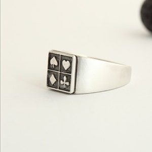 Personalized Mens Poker Ring,mens Ring Silver Signet, Poker Gifts for ...