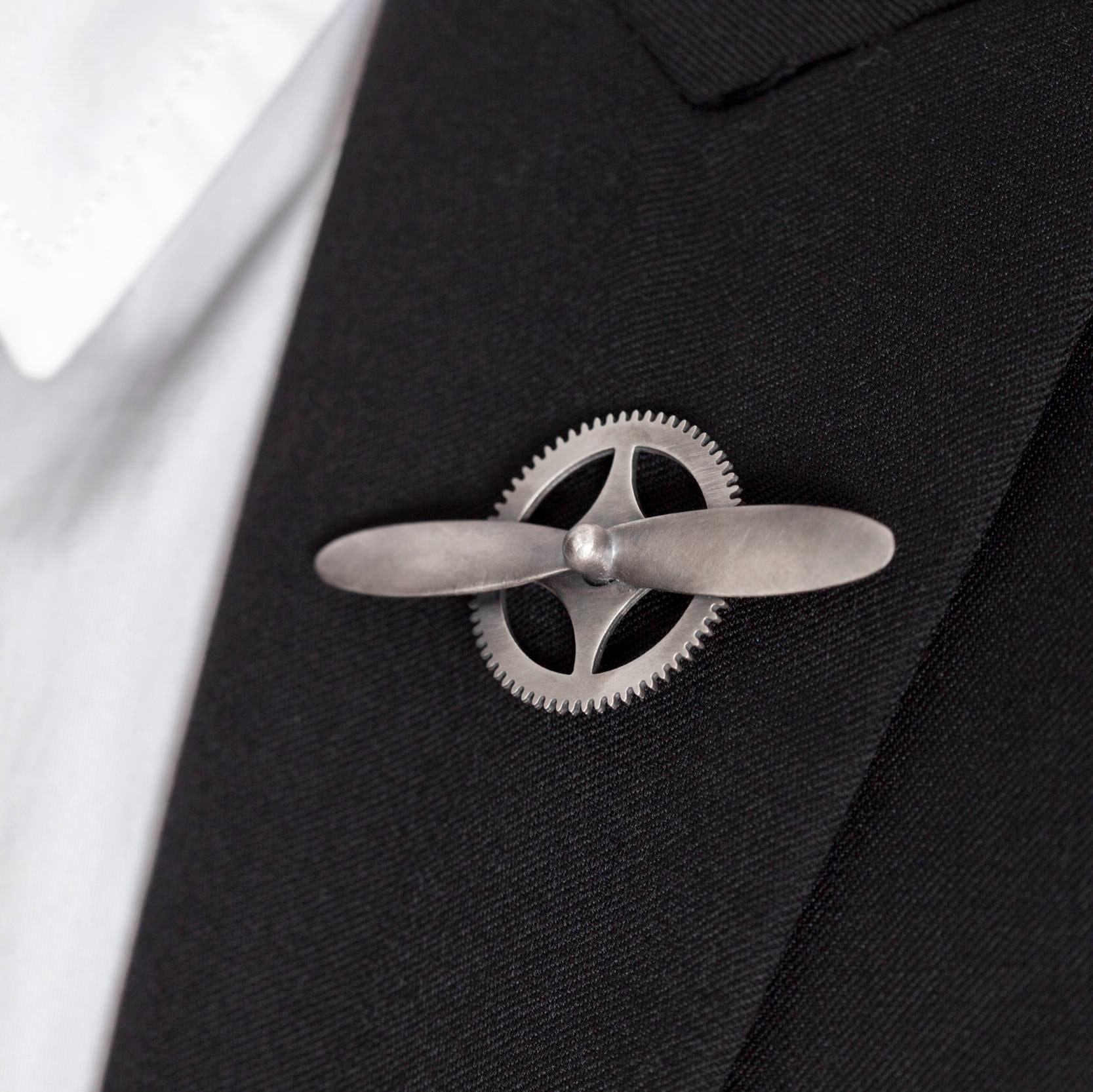 Airplane Tie Pin With Airplane Propeller on Gear in Sterling - Etsy Israel