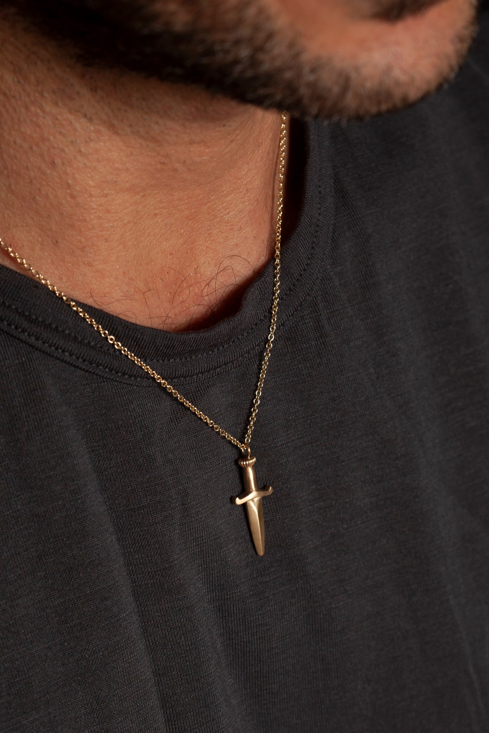 14K Gold Dagger Knife Pendant Necklace Dagger Necklace Gold | Etsy