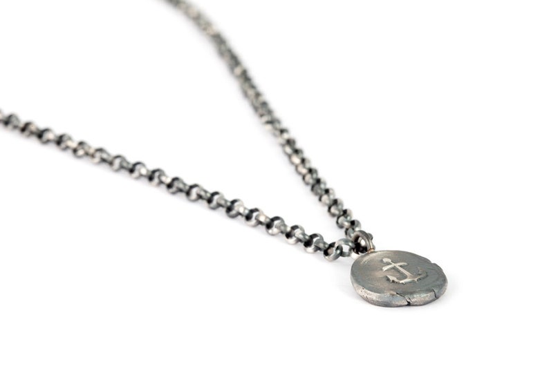 Sterling Silver Anchor Necklace Men Anchor Necklace For Men Etsy