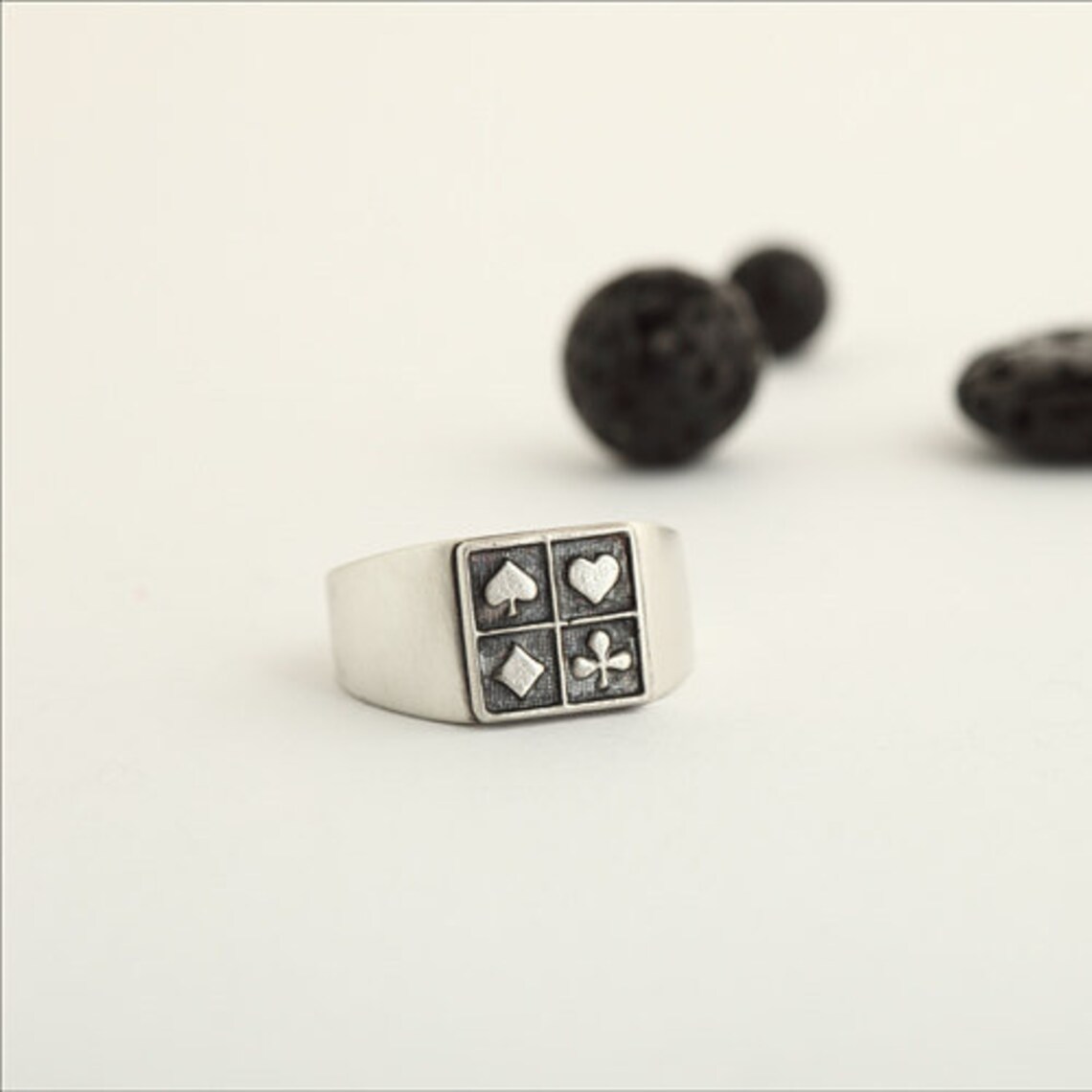 Personalized Mens Poker Ringmens Ring Silver Signet Poker - Etsy
