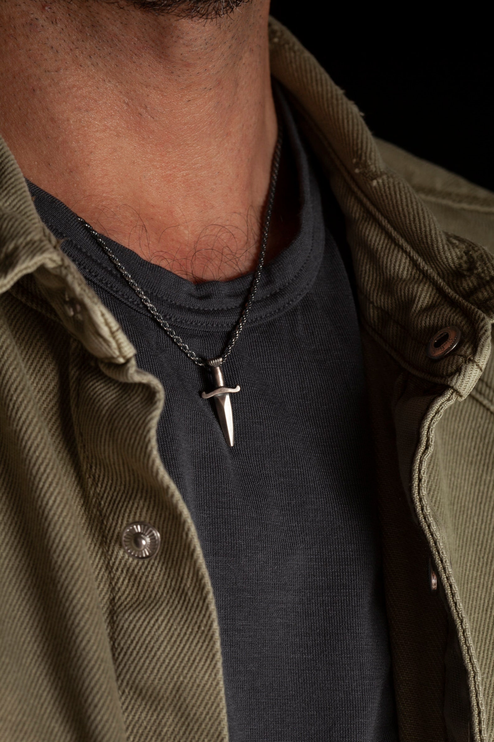 Mens Dagger Pendant Necklace 925 Sterling Silver Necklace for - Etsy