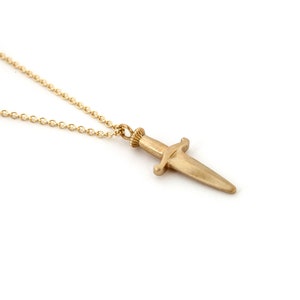 14K Gold Dagger Knife Pendant Necklace, Dagger Necklace Gold, Dagger ...
