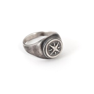 Nautical Compass Ring for Men, 925 Sterling Silver Compass Ring, Small Compass Ring Silver, Mens ...
