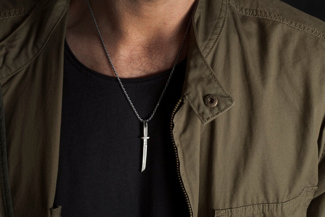 Japanese Samurai Sword Necklace Sterling Silver, Samurai Gift, Samurai ...