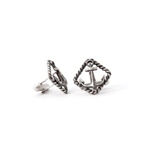 Fathers Day Gift, Nautical Cufflinks Sterling Silver Anchor Cufflinks ...