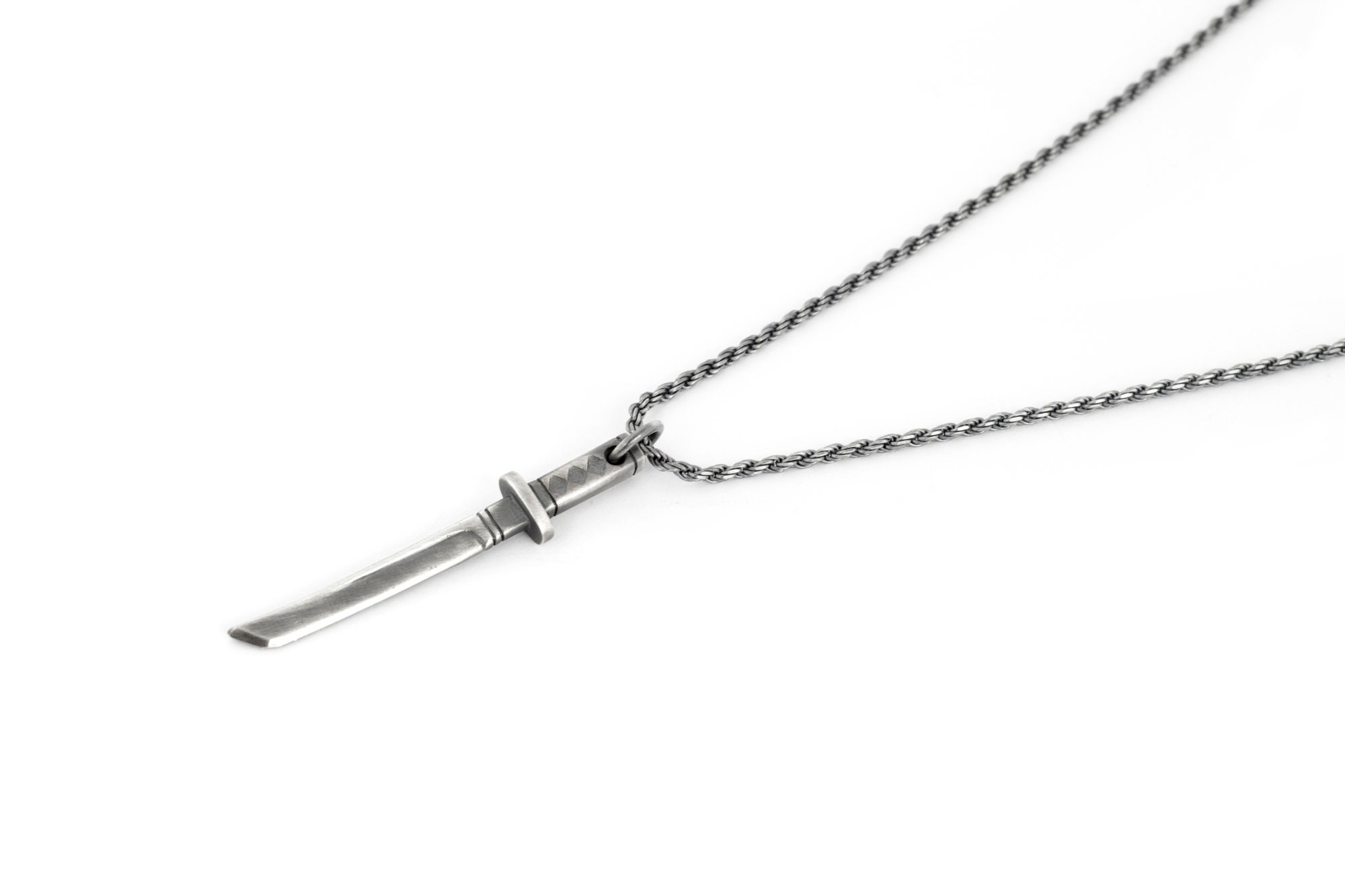 Sterling Silver Samurai Sword Necklace: Unisex Japanese Pendant ...