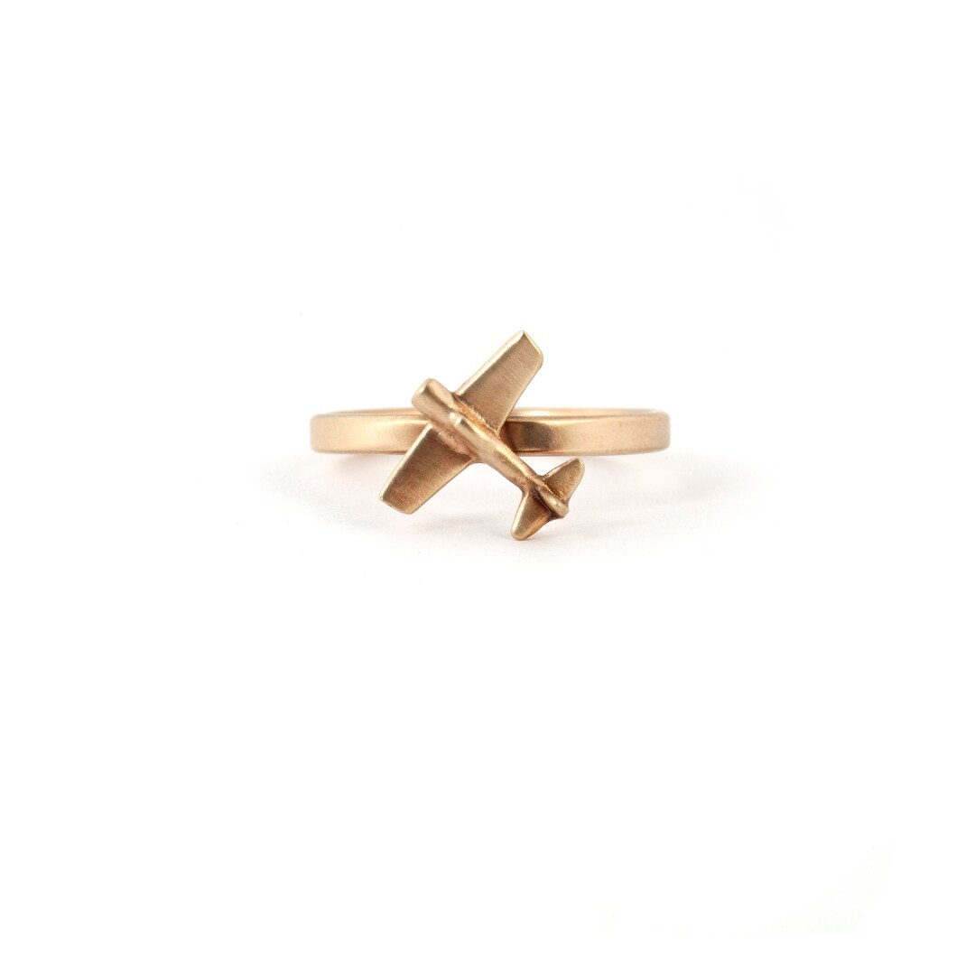 14k Gold Airplane Ring, Women’s Plane Ring, Gold Aviation Ring, Pilot ...