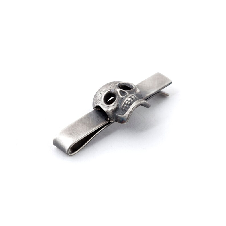 Sterling Silver Skull Tie Bar Skull Tie Clip Steampunk Tie - Etsy