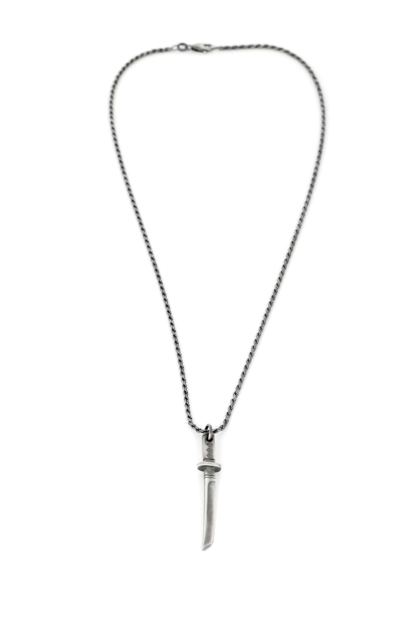 Sterling Silver Samurai Sword Necklace: Unisex Japanese Pendant ...