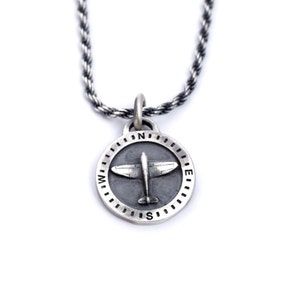 Sterling Silver Spitfire Compass Necklace: Vintage Airplane Jewelry - Etsy