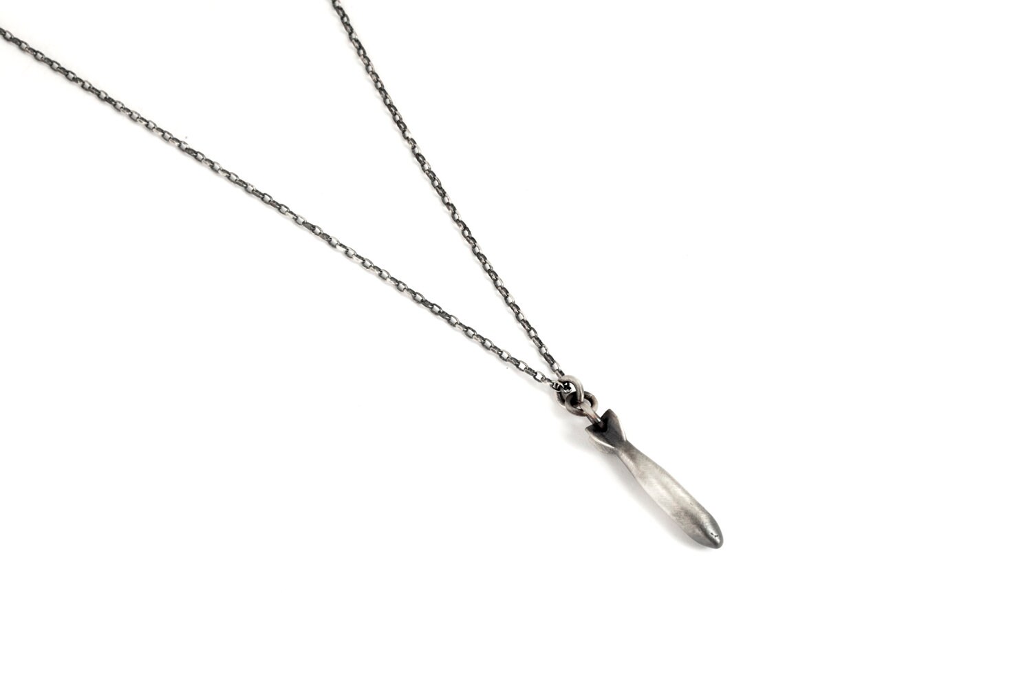 Oxidized Sterling Silver Torpedo Bomb Necklace - Handmade Men's Pendant ...
