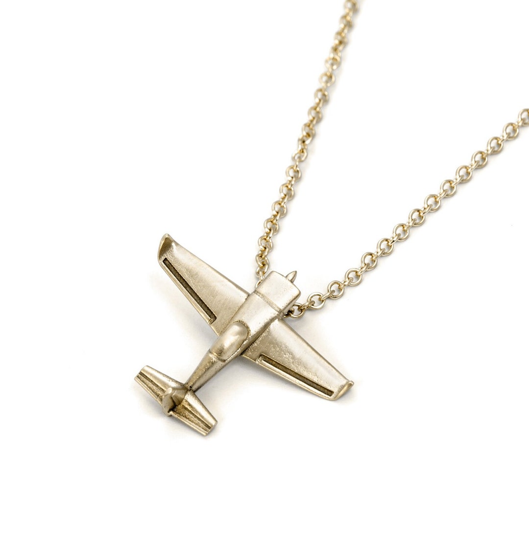 14K Gold Airplane Pendant Necklace Extra Monoplane, Aviation Gift - Etsy
