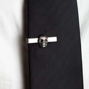 Sterling Silver Skull Tie Bar, Skull Tie Clip, Steampunk Tie Clip, Cool ...